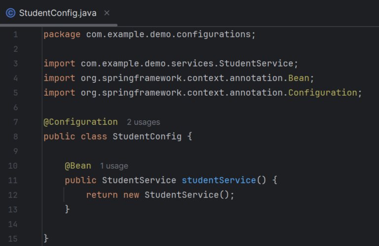 Spring Boot - @Configuration Annotation